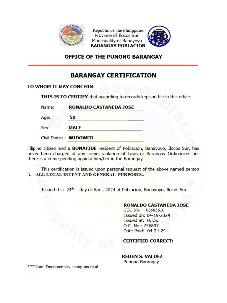 Barangay Clearance New | PDF | Philippines | Government