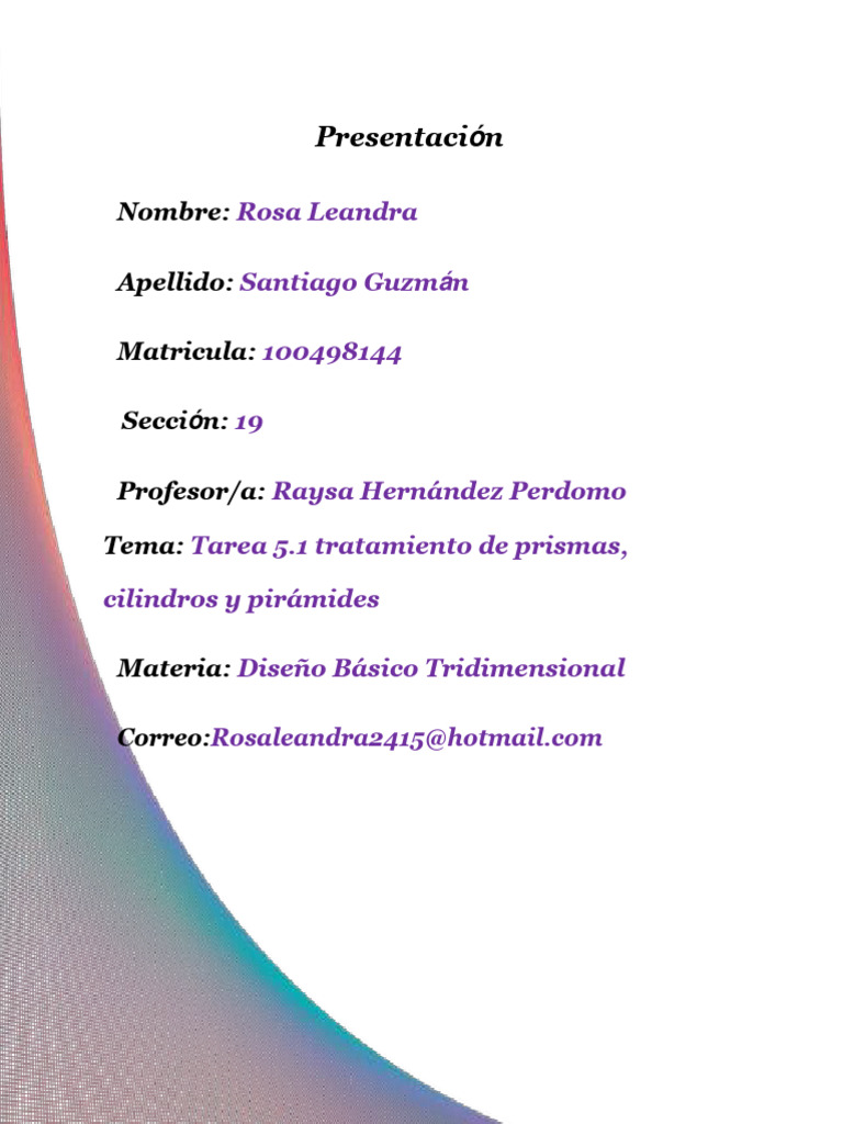 Tarea 5.1 Tratamiento de Prismas, Cilindros y Piramides Rosa Leandra | PDF