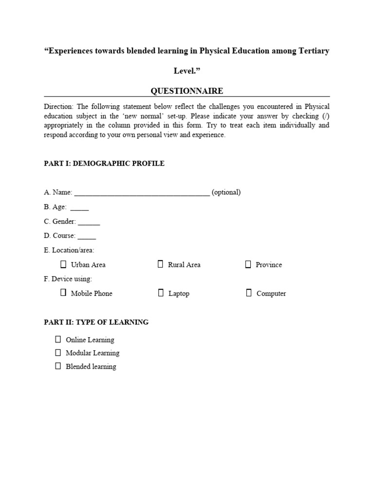 Questionnaire Draft | Download Free PDF | Educational Technology | Learning