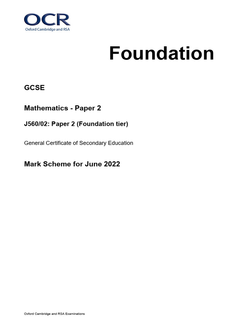 Mark Scheme Paper 2 | PDF