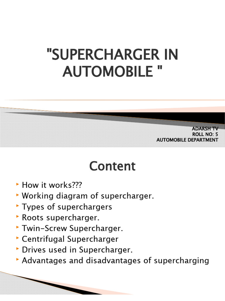 Supercharger Overview and Analysis | PDF | Engines | Gas Turbine