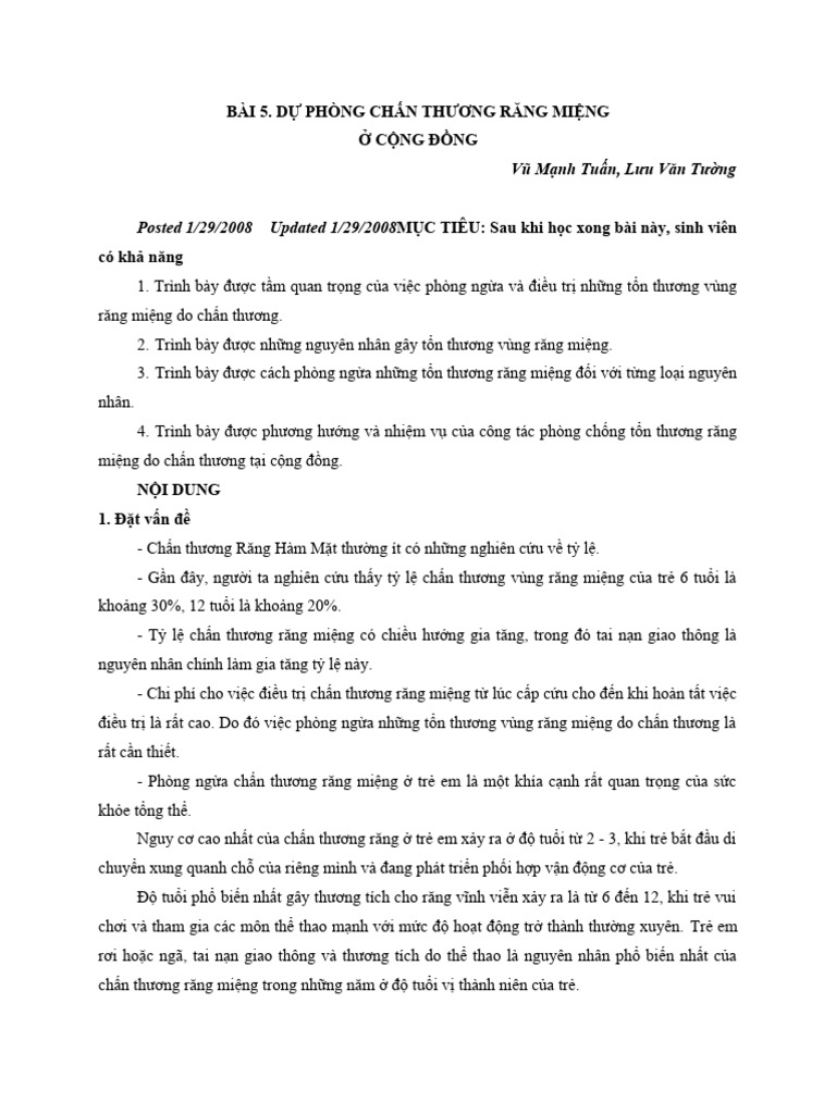 Ba - i 5. DU - - PHO - N G CHẤN THƯƠNG RA - NG MIE - - NG O - - CỘNG ĐỒNG | PDF