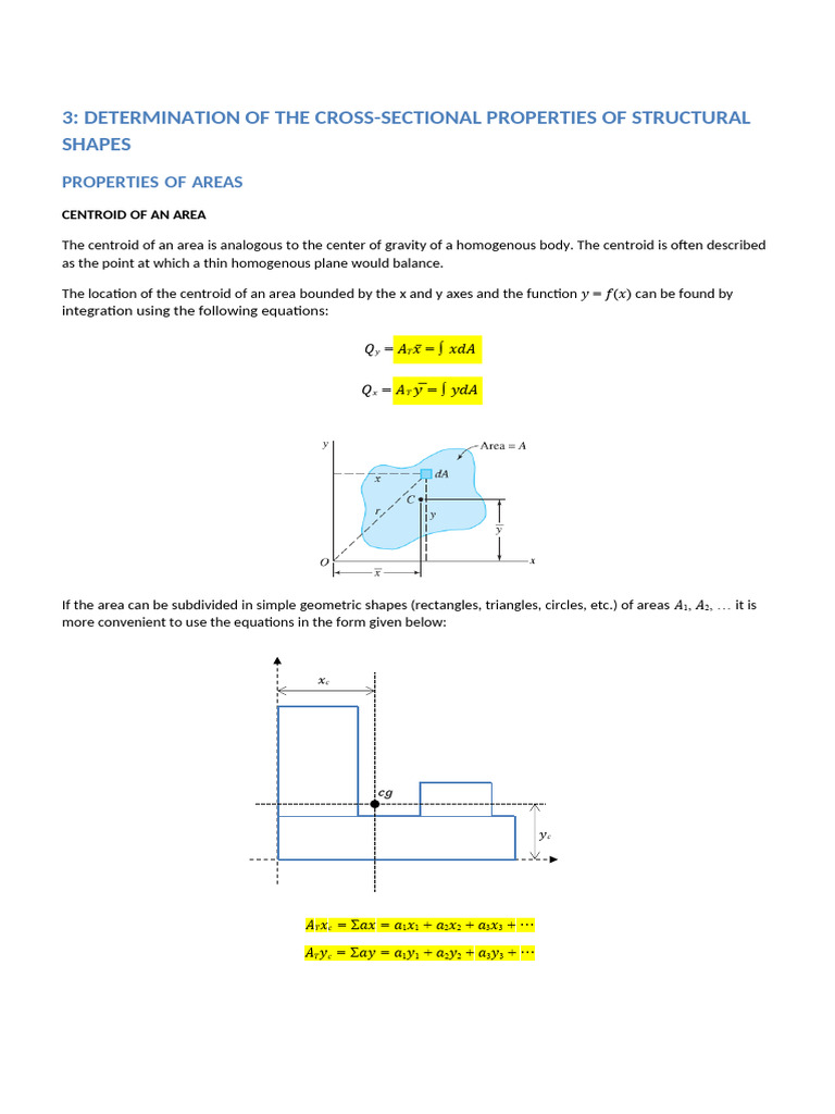 Ce150 Steel 3 Determination of Section Properties of Structural Shapes ...