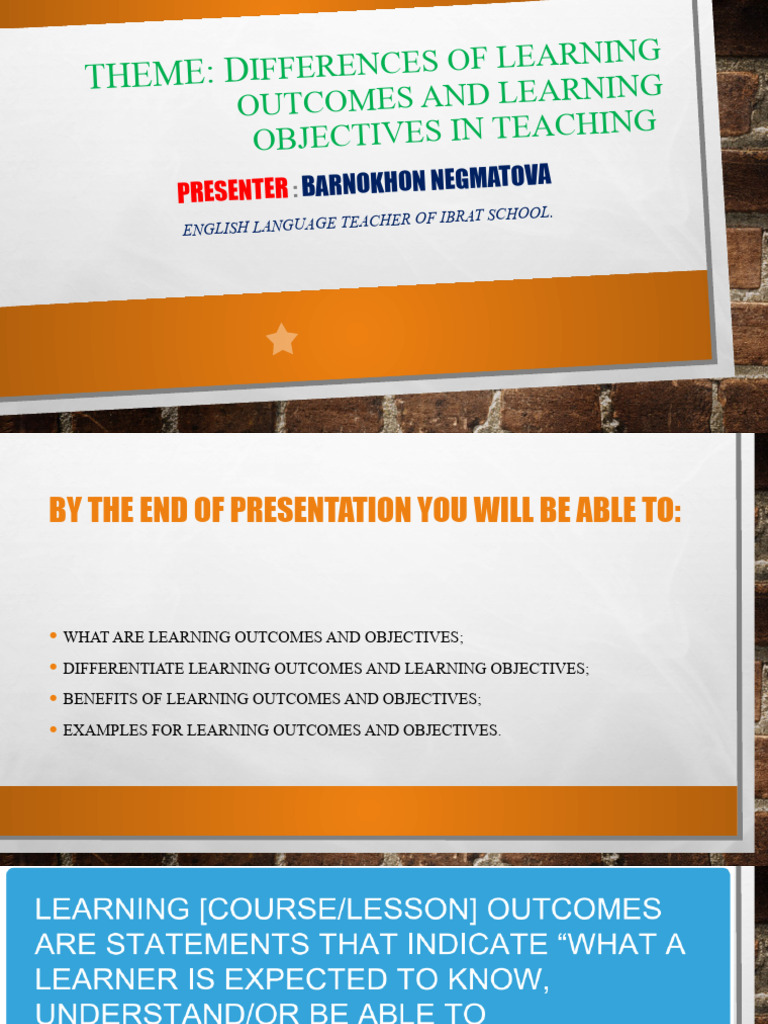 Differences Learning Outcomes and Objectives | PDF | Learning ...