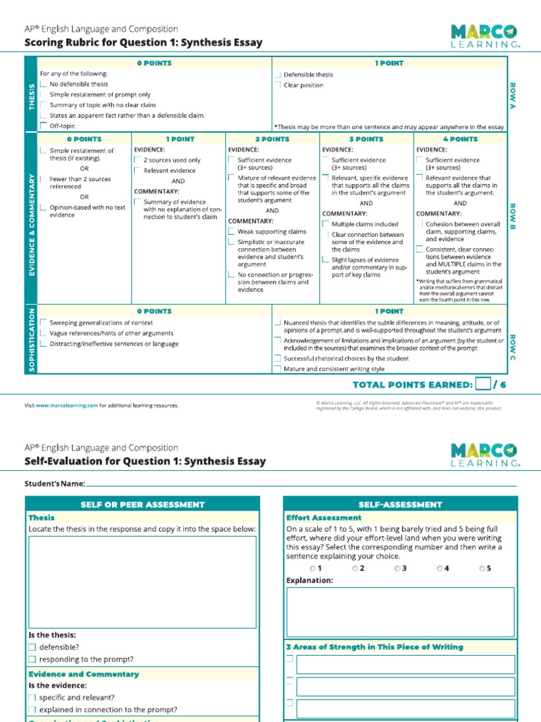 Updated AP Lang Rubrics | PDF