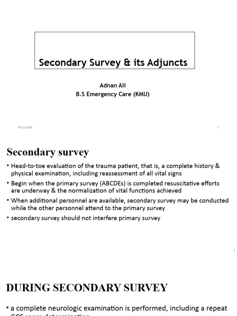 3..... Secondary Survey and Its Adjunct | PDF | Thorax | Major Trauma