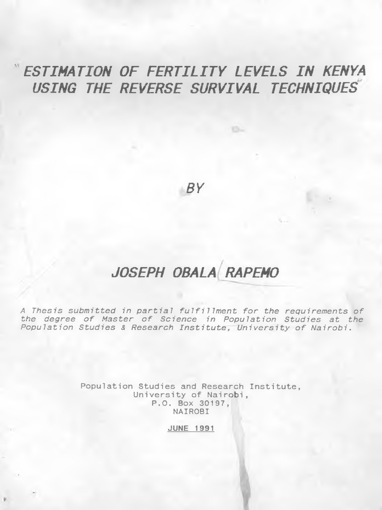 Rapemo - Estimation of Fertility Levels in Kenya Using The Reverse ...
