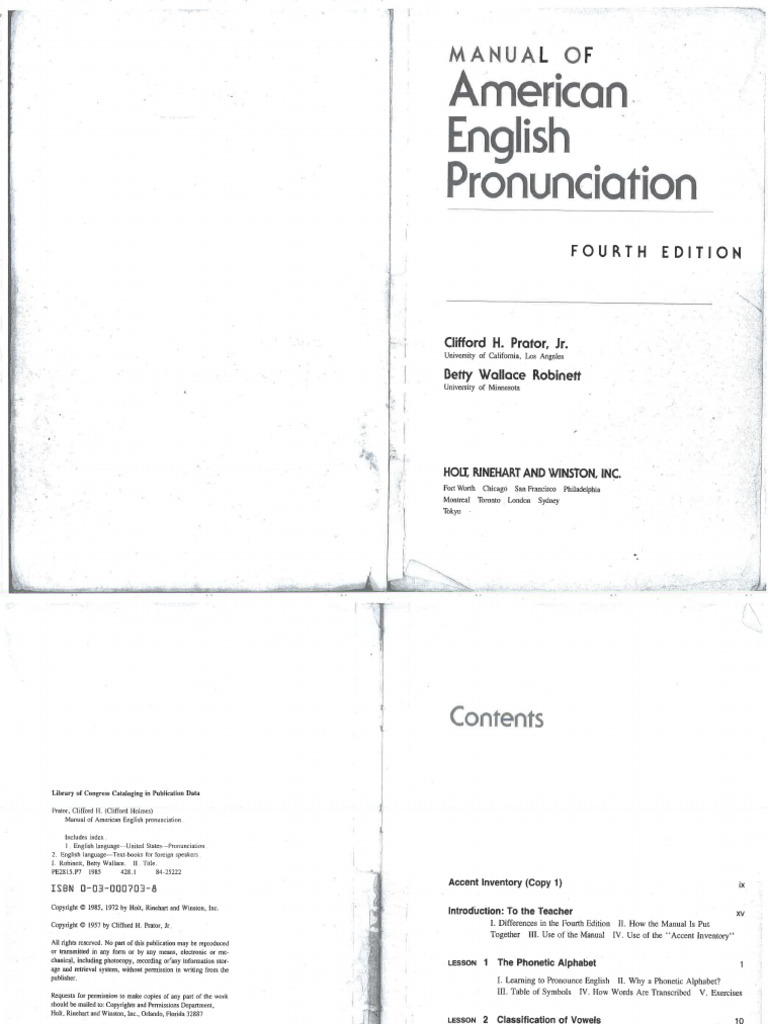Manual of American English Pronunciation (4th Ed) | PDF
