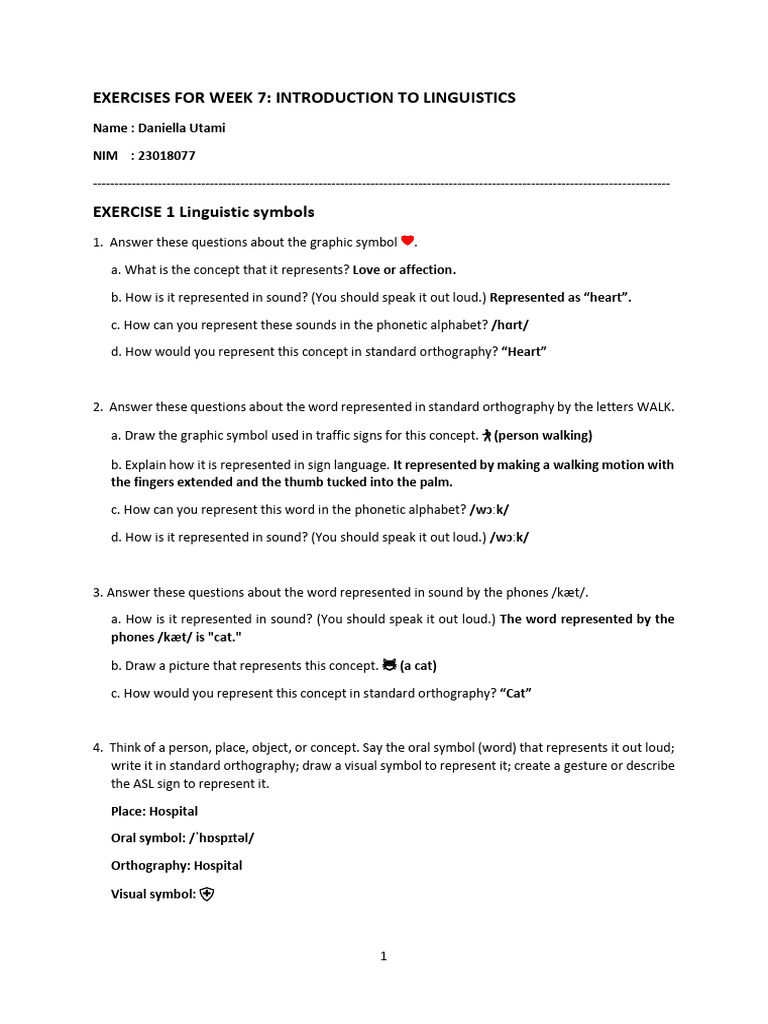 Exercises For Week 7 | PDF | Semantics | Sentence (Linguistics)