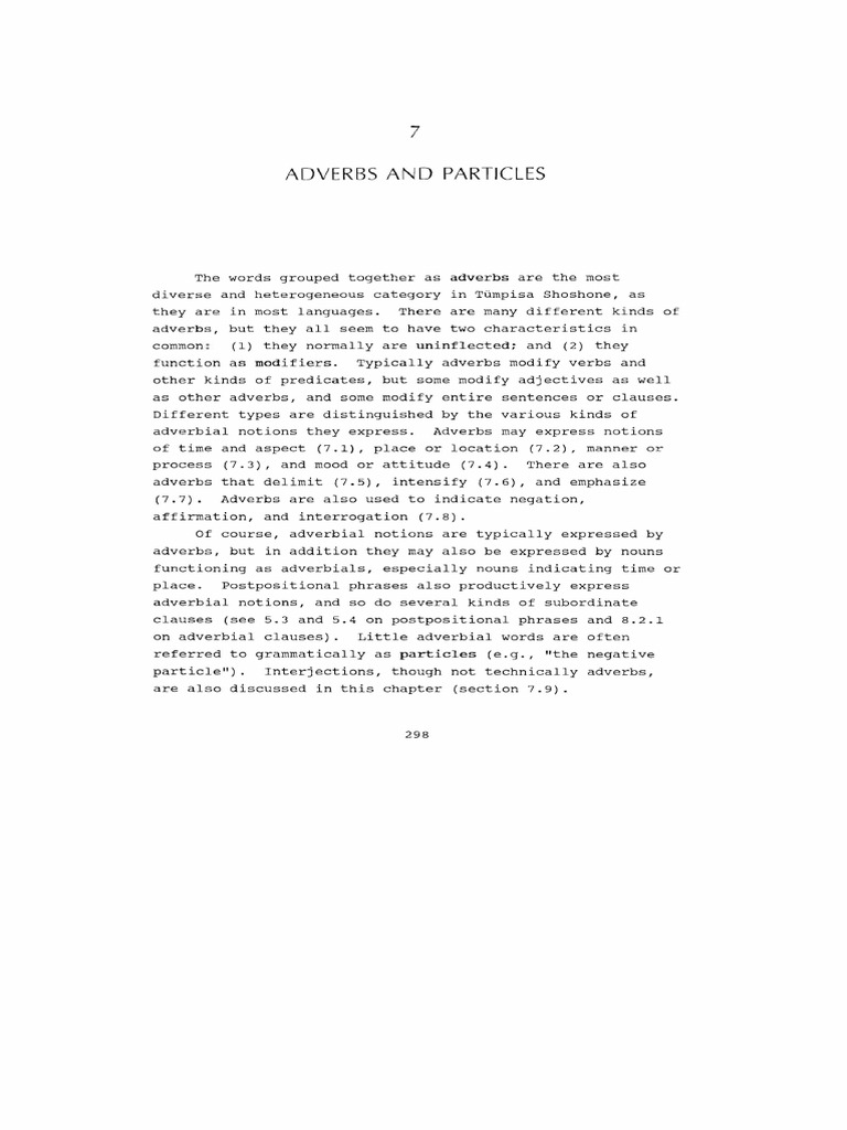 Chapter 7 - Adverbs and Particles | PDF | Adverb | Languages