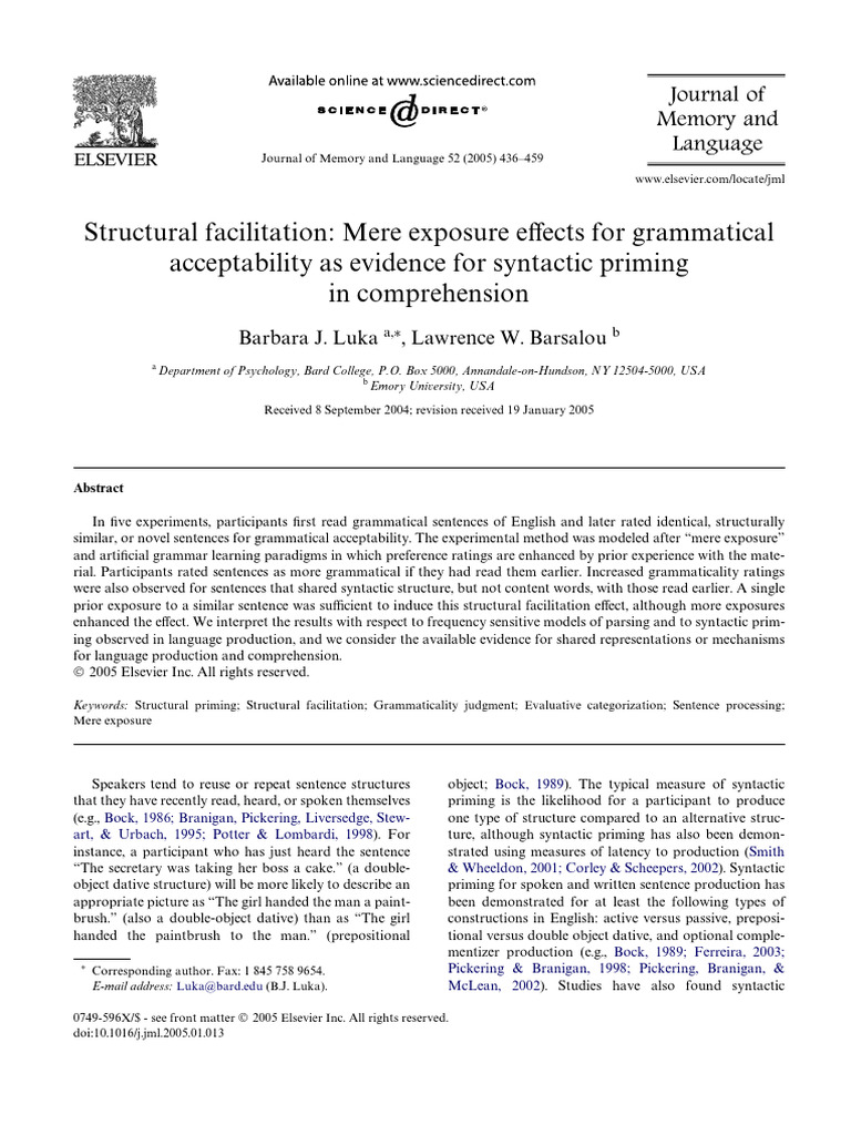 Article 3 - Mere Exposure Effect | PDF | Priming (Psychology) | Grammar