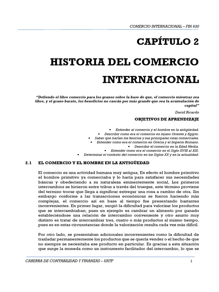 Capítulo II - Historia Del Comercio Internacional | PDF | Comercio | Mercantilismo