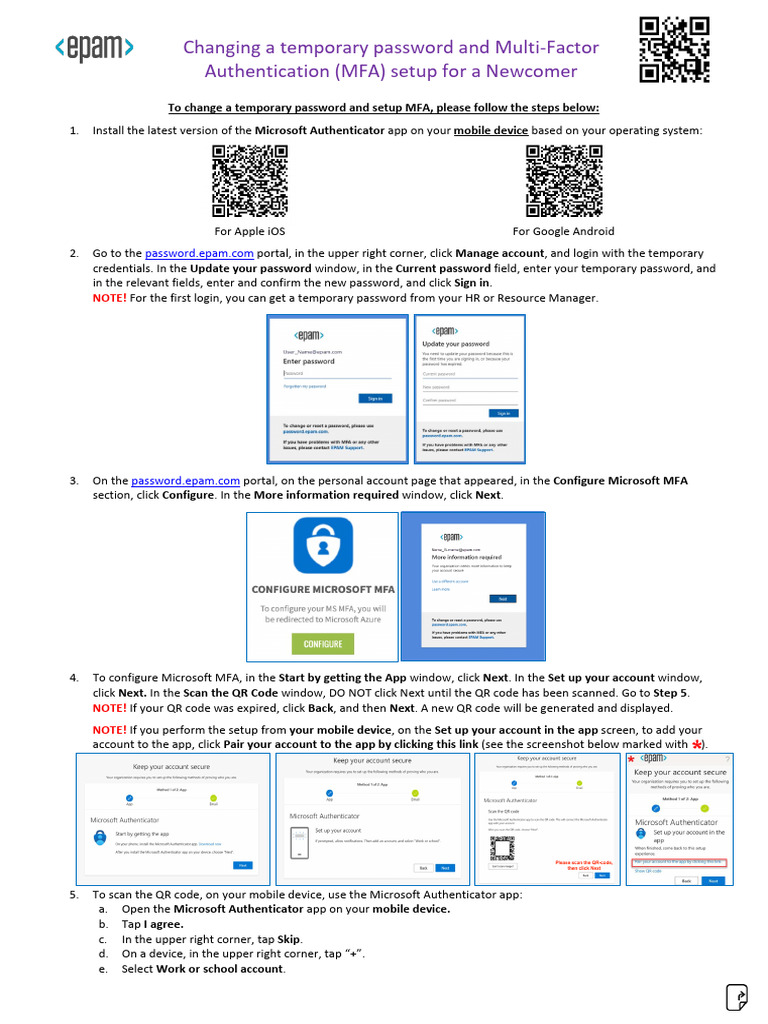 Set Up Microsoft Multi-Factor Authenticator | PDF | Mobile App | Qr Code