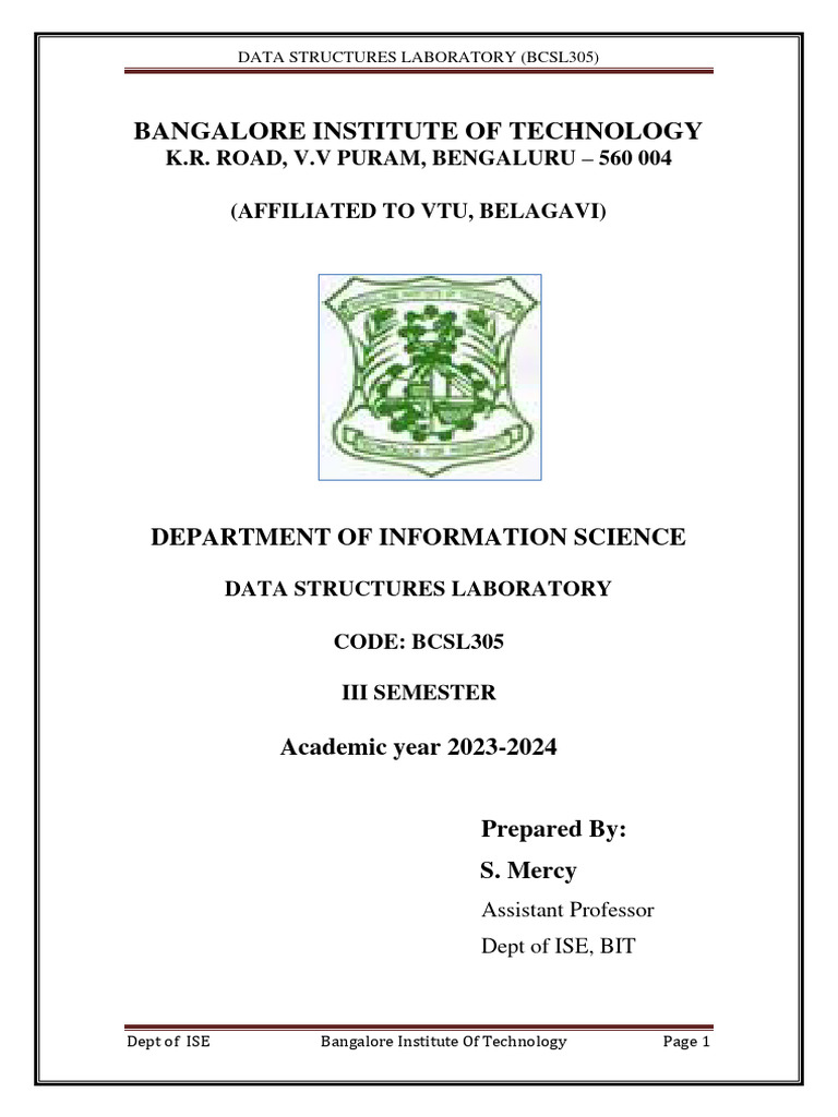 DSA Lab Manual-2023-2024 | PDF | Queue (Abstract Data Type) | Data Type