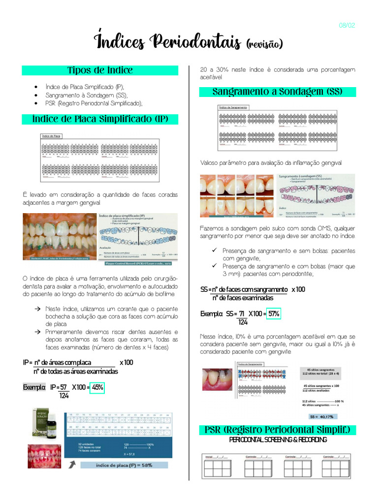 Ã - Ndices Periodontais (Revisã O) 09.02 | PDF | Anatomia dental | Áreas da odontologia