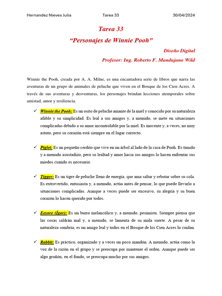 Tarea 33 | PDF | Winnie the Pooh