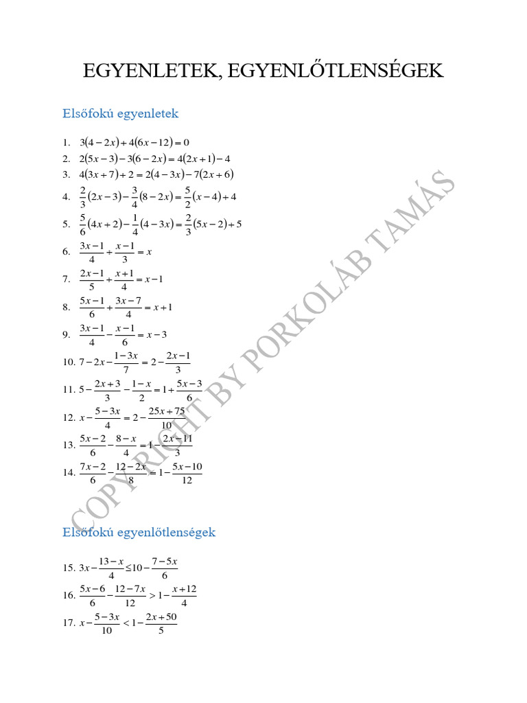 FGY 9 Egyenlet Minden | PDF