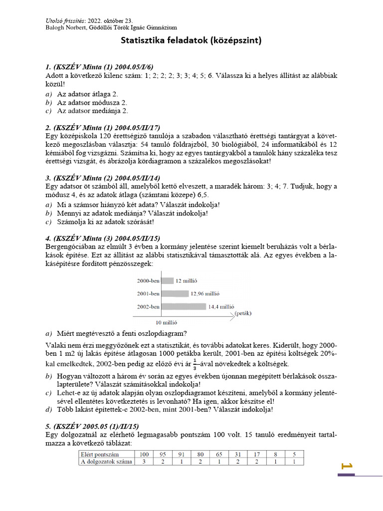 Kozep Statisztika | PDF