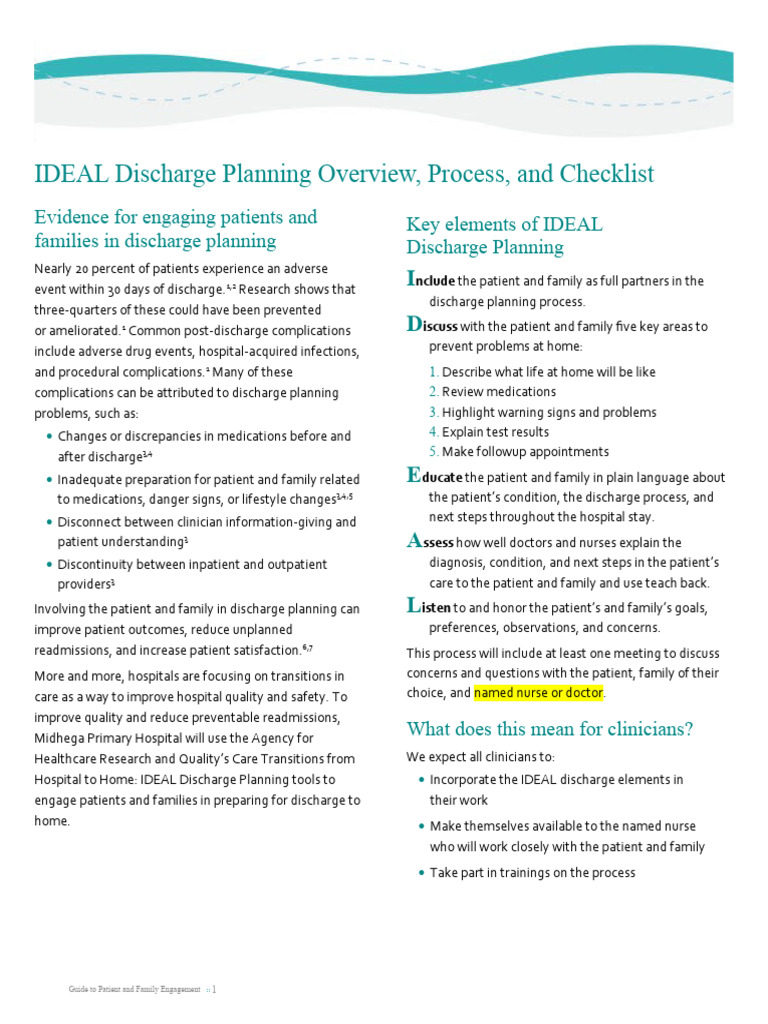 Strat4 Tool 1 IDEAL CHKLST 508 | PDF | Patient | Nursing