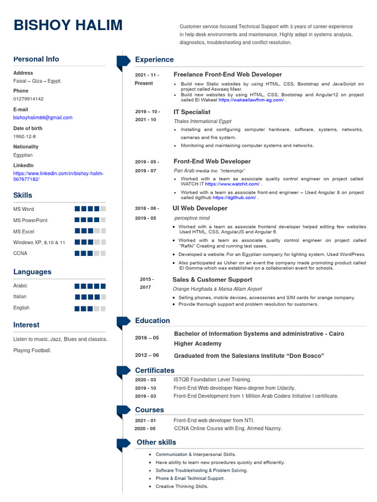 Bishoy Halim Resume | Download Free PDF | World Wide Web | Internet & Web
