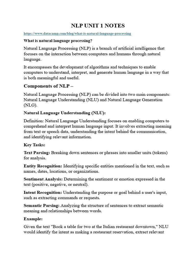NLP UNIT 1 NOTES | PDF | Part Of Speech | Parsing