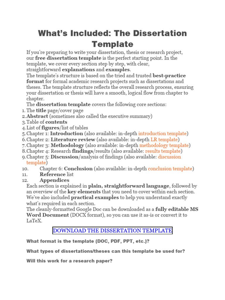 What's Included: The Dissertation Template: Format For Formal Academic ...