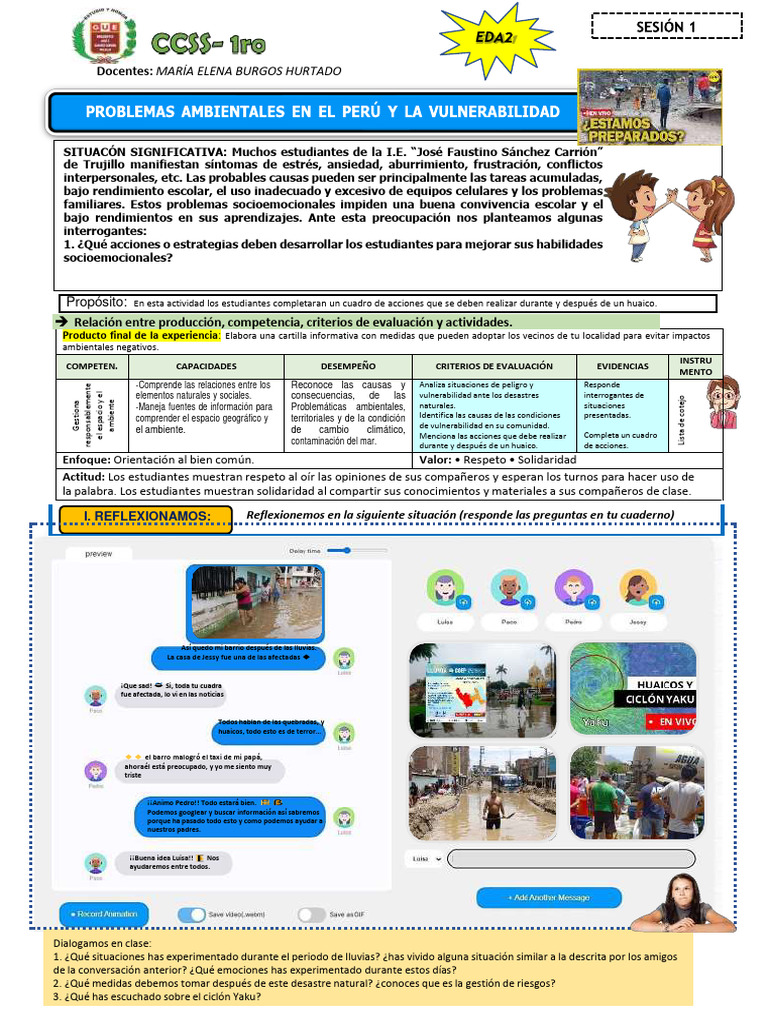 Eda 2 - Sesion 1 - CCSS 1ro | PDF | Temblores | Entorno natural