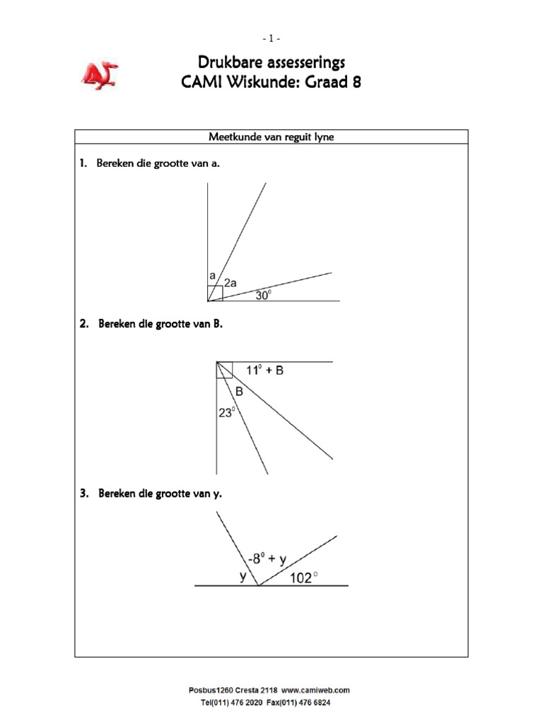 Graad 08 - Meetkunde Van Reguit Lyne - PDF Oefening | PDF