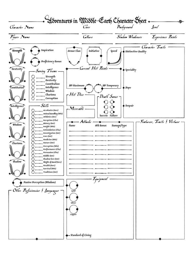 AiME 5e Free Character Sheets 2 | PDF | Adventure Games | Tabletop Games