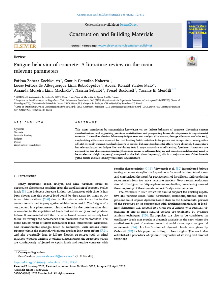 Concrete Fatigue Behavior Review | PDF | Fatigue (Material ...