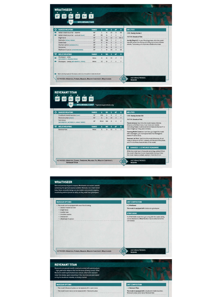 Aeldari FORGE WORLD - Datacards | PDF