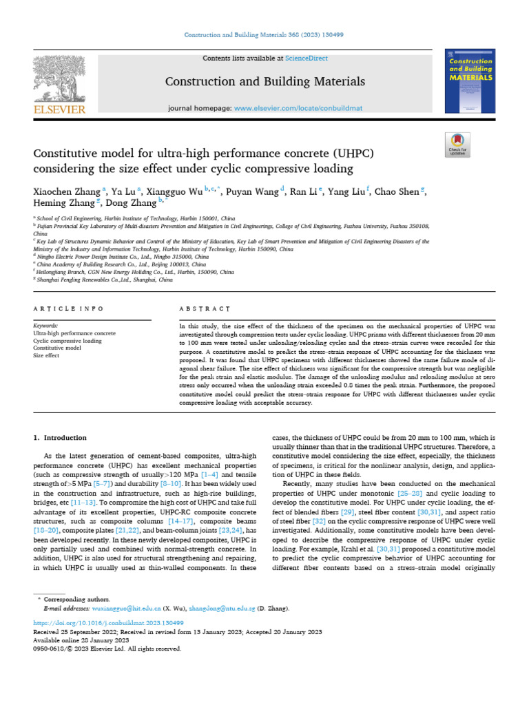 Constitutive Model For Ultra-High Performance Concrete (UHPC) | PDF ...