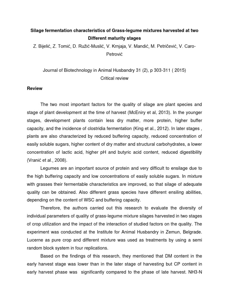 Silage fermentation characteristics of Grass-legume mixtures harvested ...
