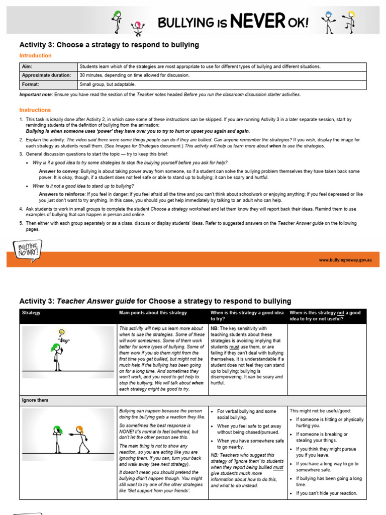 4.activity3 Choose Strategy To Respond BINO | PDF | Bullying | Cyberbullying
