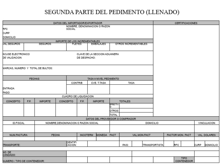 Llenado del Pedimento Aduanero: Guía Completa | PDF