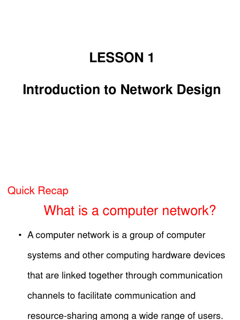 Lesson 1_Introduction to Network Design | PDF | Computer Network | Internet Protocol Suite