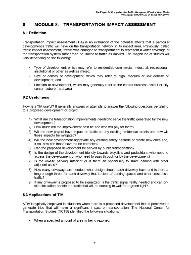 8 Module 8: Transportation Impact Assessment: 8.1 Definition | PDF ...