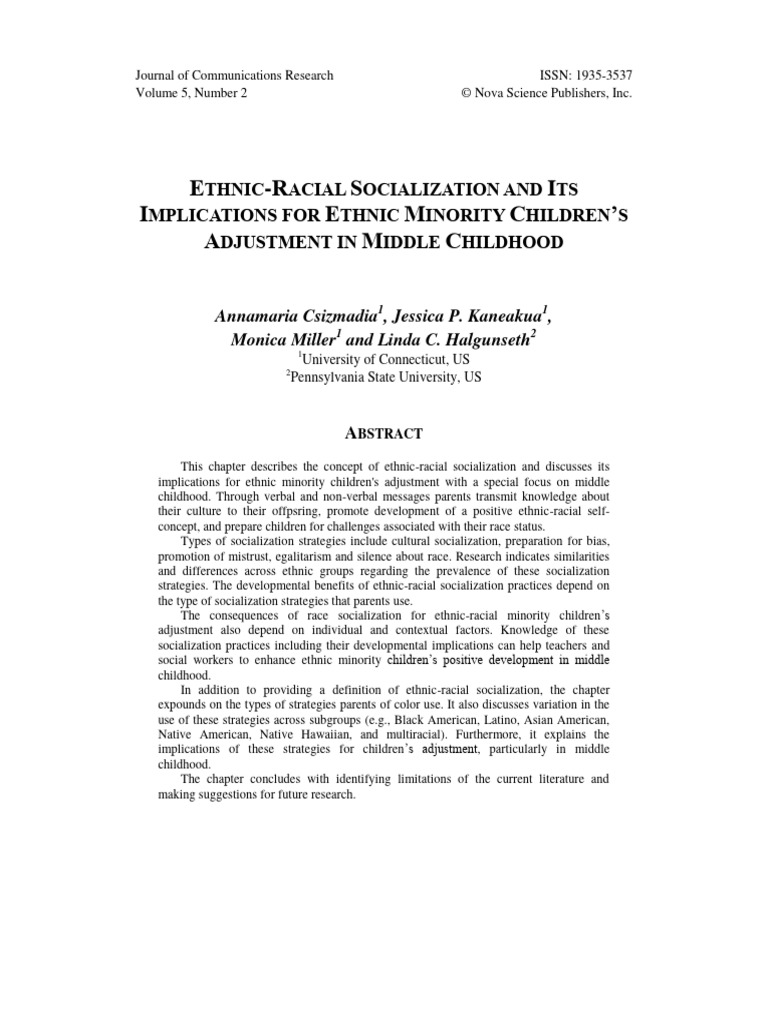 Csizmadia - Ethnic-Racial Socialization and Its Implications For Ethnic ...