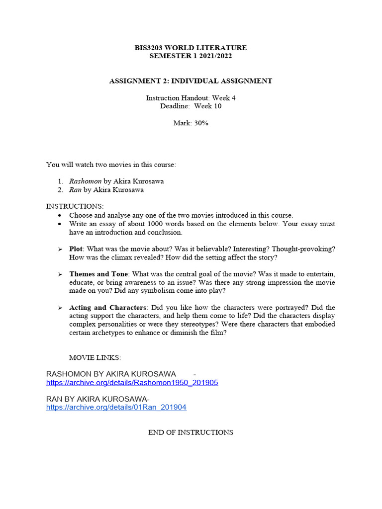 Assignment 2 - Movie Analysis | PDF