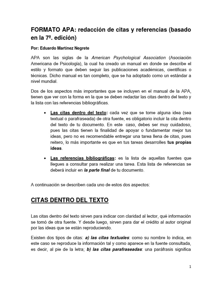 Formato APA - Breve Explicación | PDF | Citación | Comillas