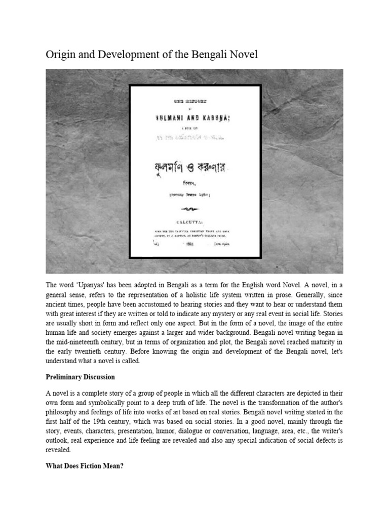 Origin and Development of The Bengali Novel | PDF | Novels