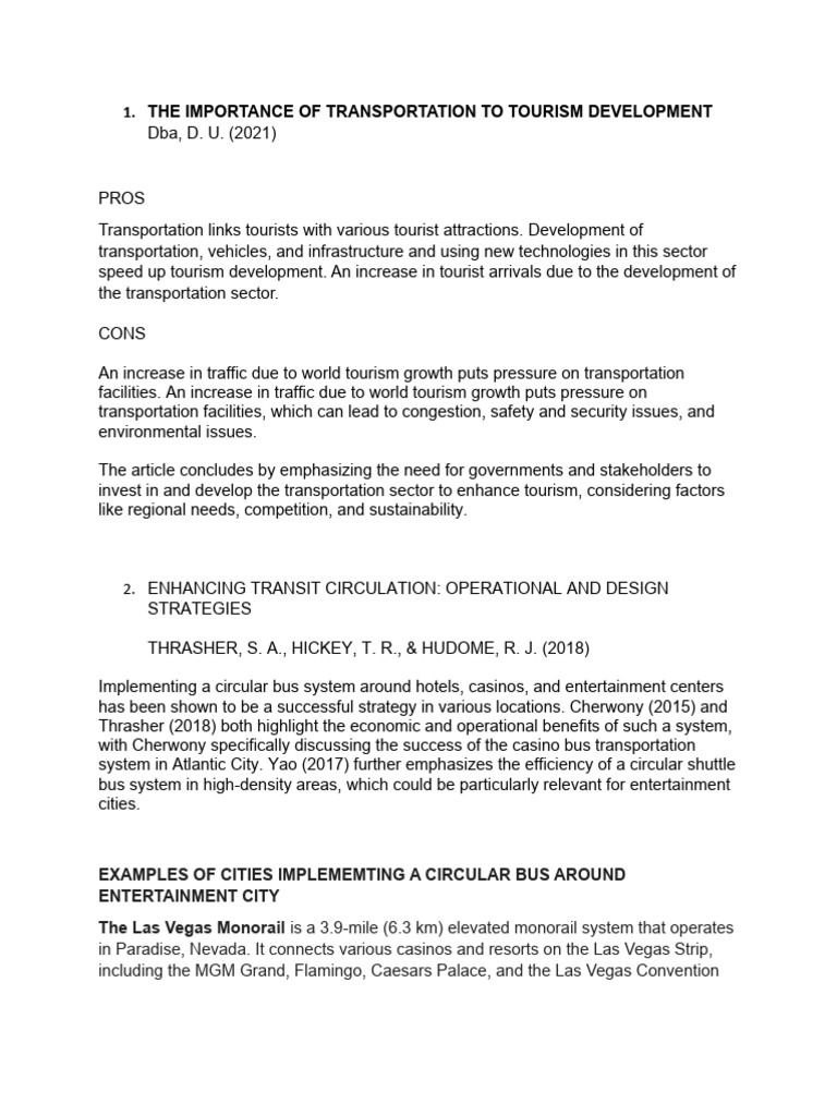 The Importance of Transportation To Tourism Development | PDF | Las ...