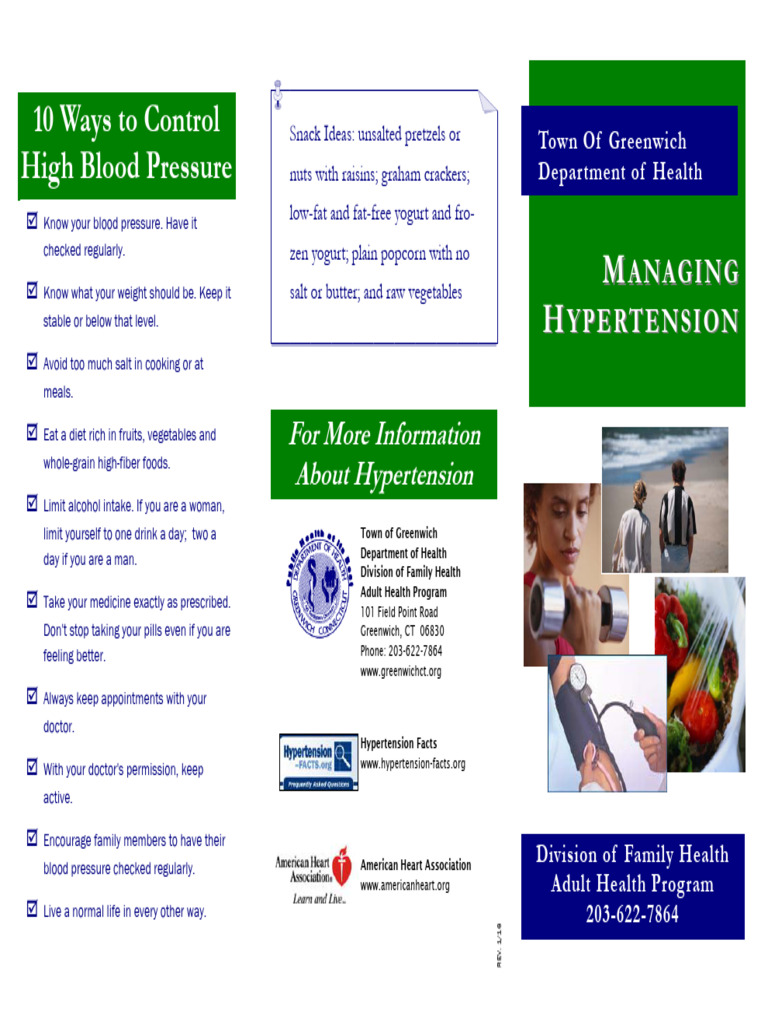 Managing Hypertension Brochure PDF | PDF | Fat | Dieting