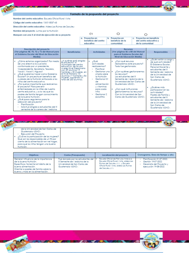 ALDEA LAS RUINAS DE ZACULEU 2022 PROYECTO GOBIERNO ESCOLAR E.O.R.M ...