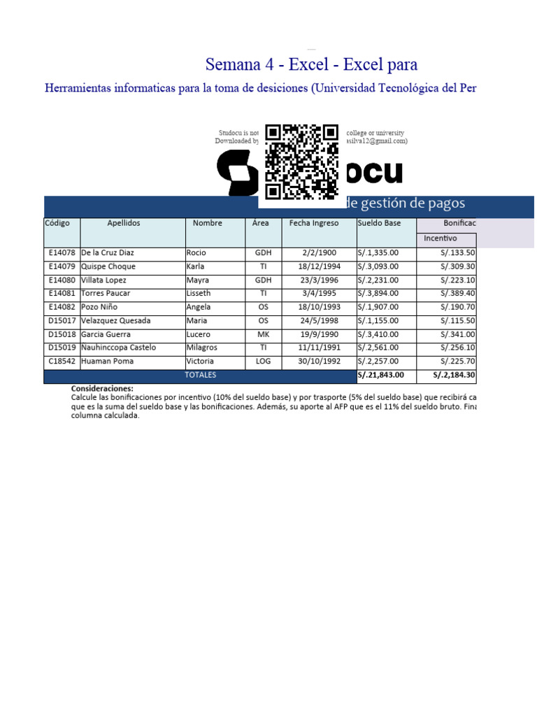 Semana 4 Excel Excel para | PDF