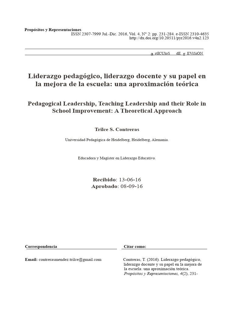 Liderazgo Pedagogico | PDF | Maestros | Liderazgo