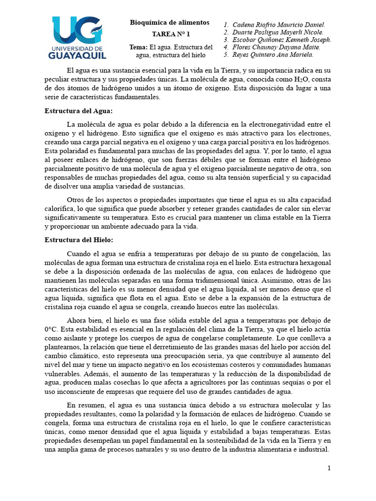Estructura y Propiedades del Agua | PDF | Agua | Propiedades del agua
