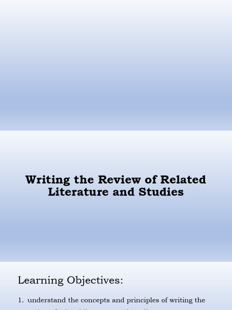 Writing a Comprehensive Literature Review | PDF | Literature Review ...
