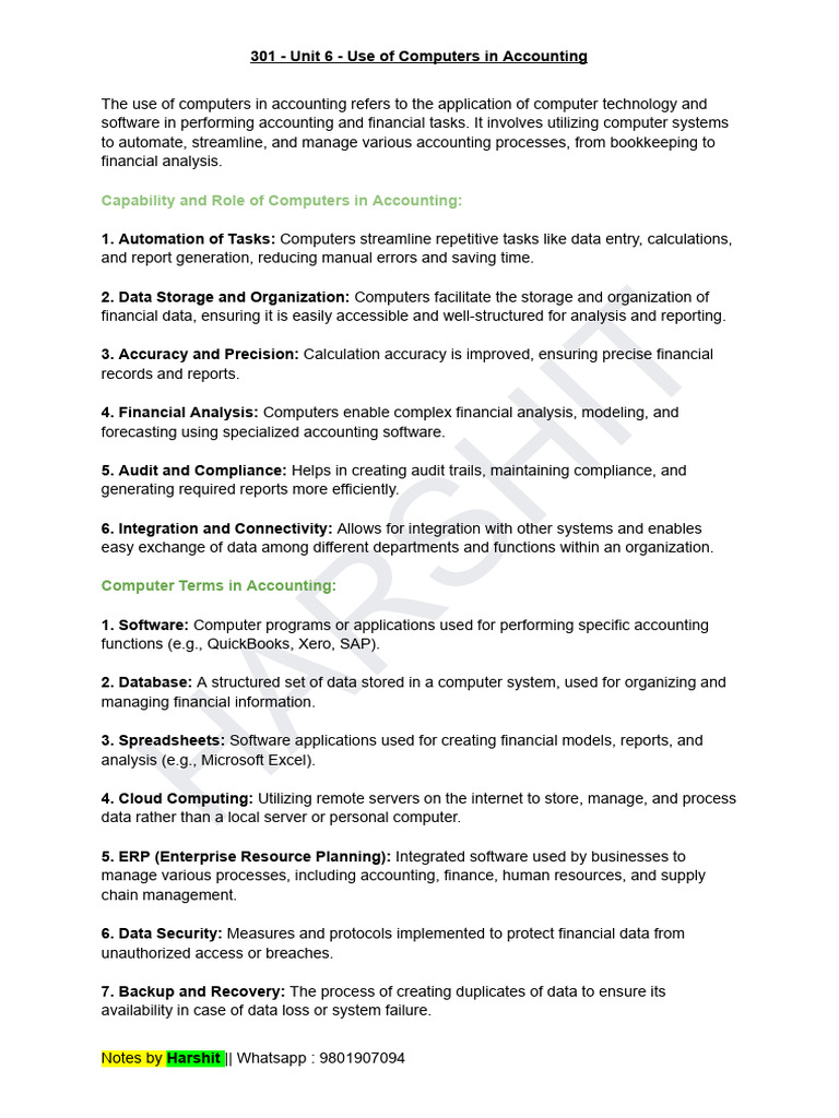 Computers in Accounting: Key Uses & Software | PDF | Enterprise ...