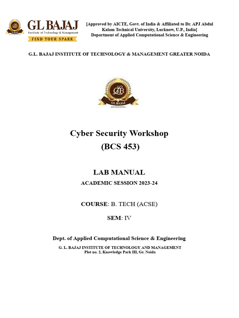 Cyber Security Workshop Lab Manual | PDF | Transmission Control ...